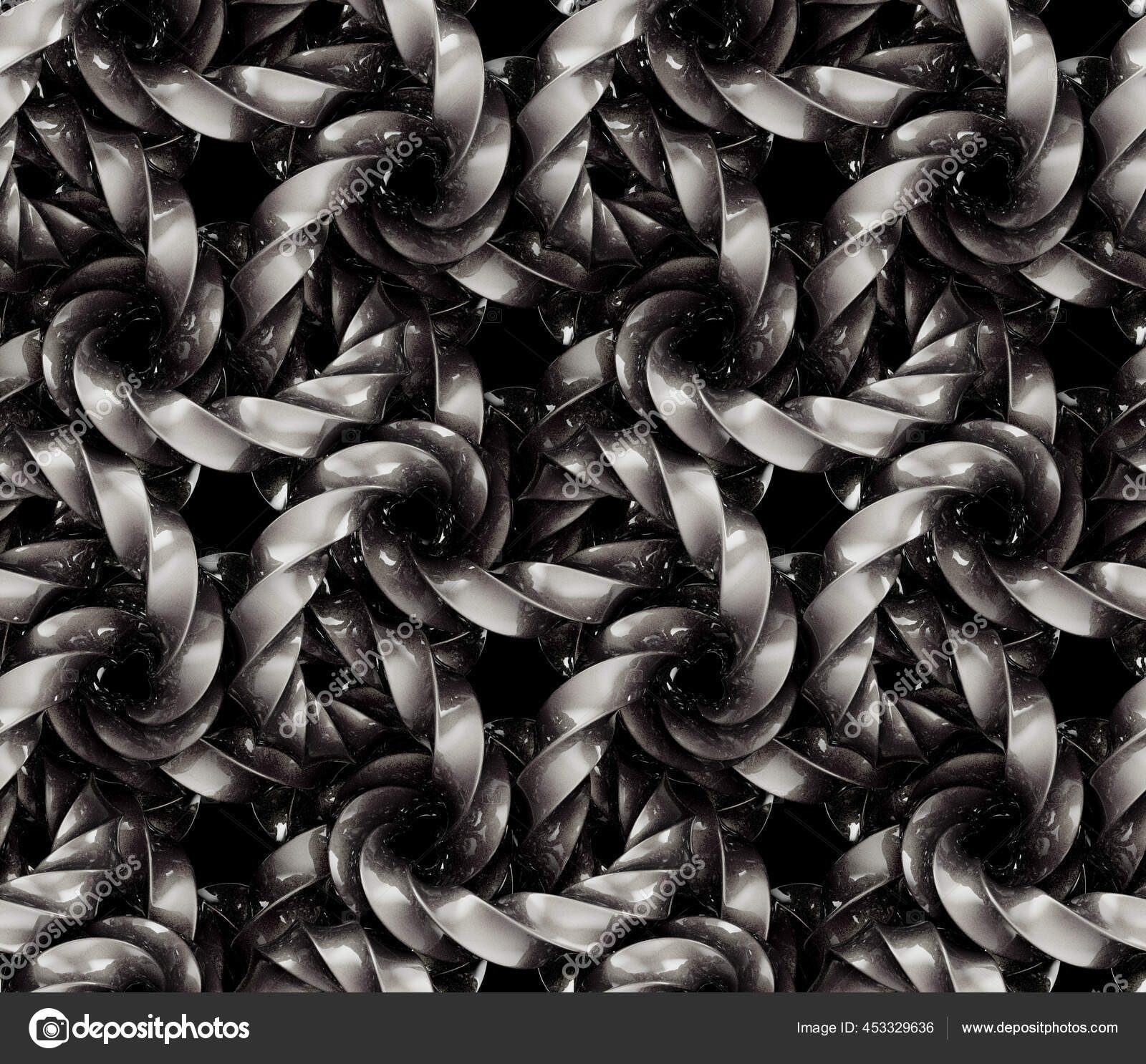 Geometric Pattern Twisted Rings Creating Endless Chain Black Metal ...