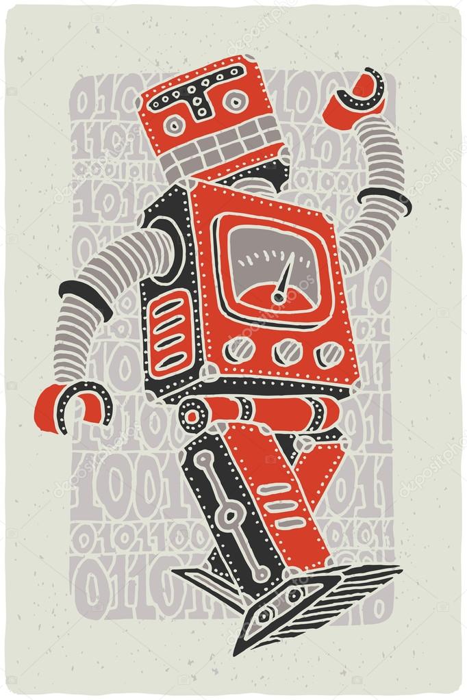 Retro Robot Illustration