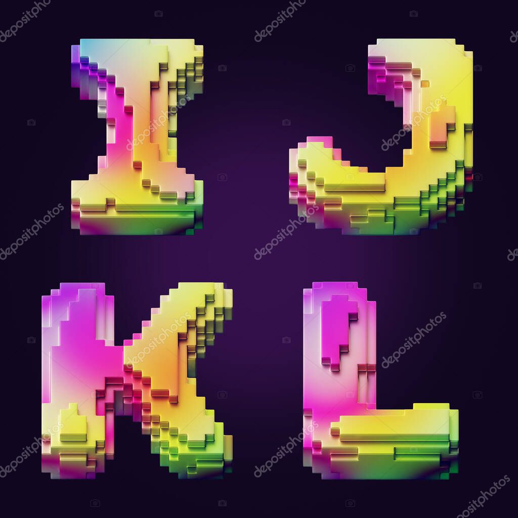 3d representación de letras de colores hechos de bloques de cubo. 2022