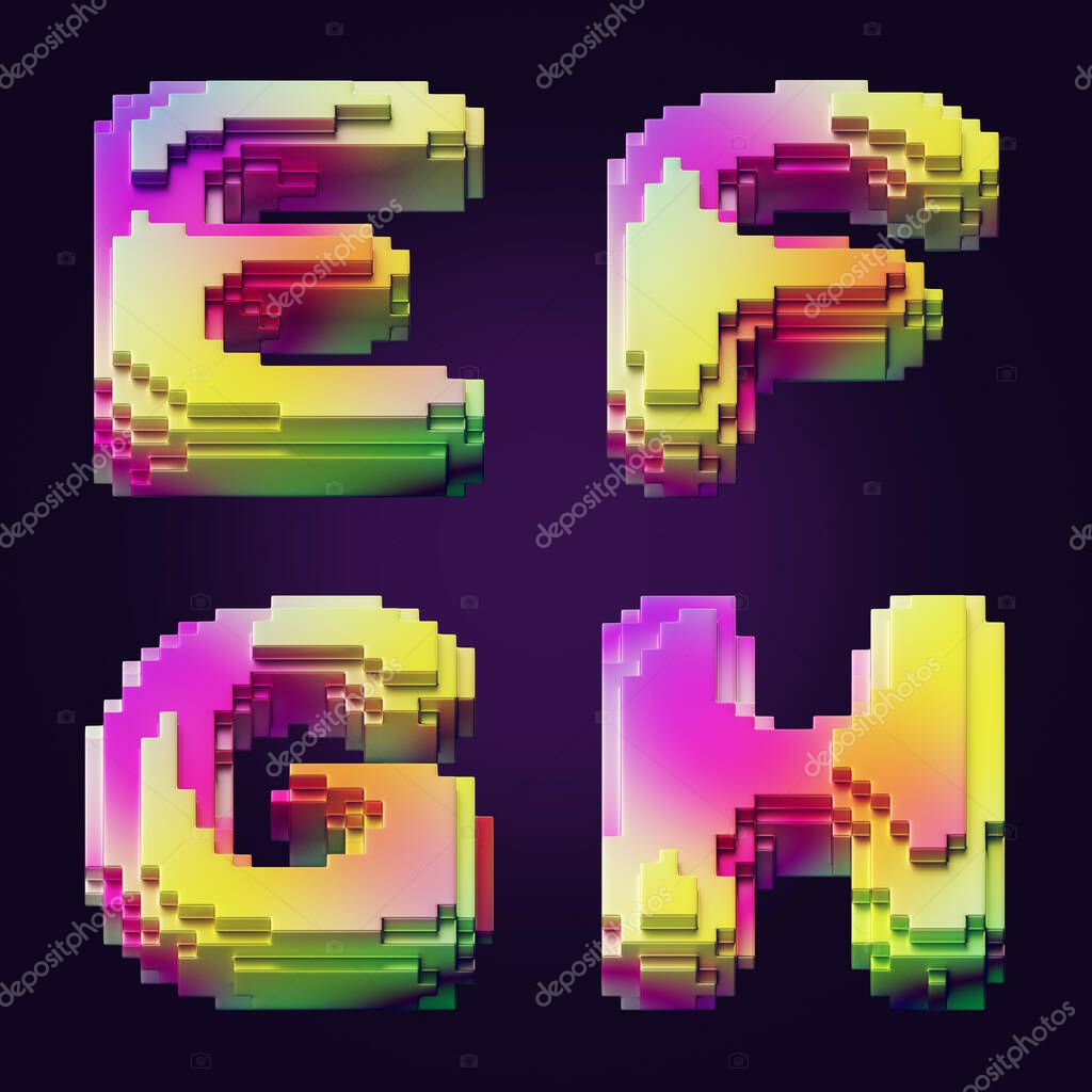 3d representación de letras de colores hechos de bloques de cubo. 2023