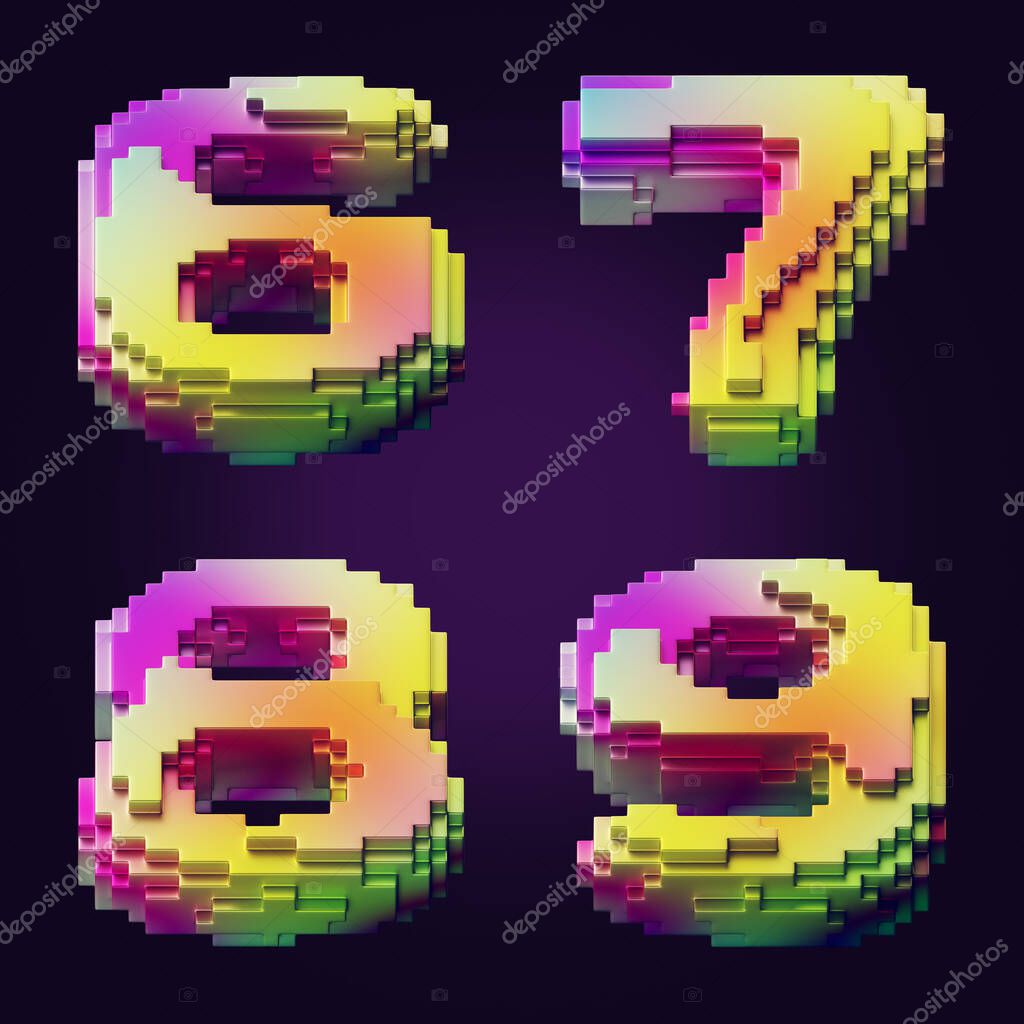 3d representación de letras de colores hechos de bloques de cubo. 2023