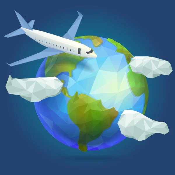 Low poly planet Earth, plane in the sky with clouds Stock Vector Image ... Low poly planet Earth, plane in the sky with clouds Stock Vector Image ...