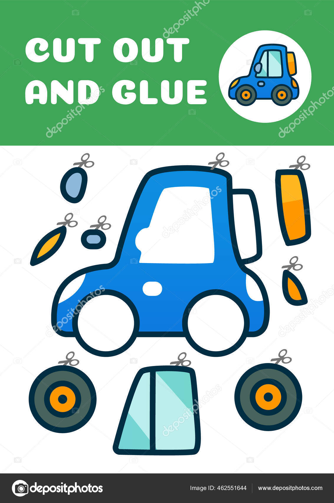 Cut out and glue tiny blue car Stock Vector Image by ©nmalafeevskaya ...