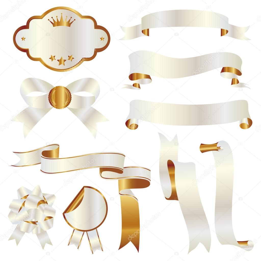 White and gold ribbon set Stock Vector by ©MisaoN 69716417