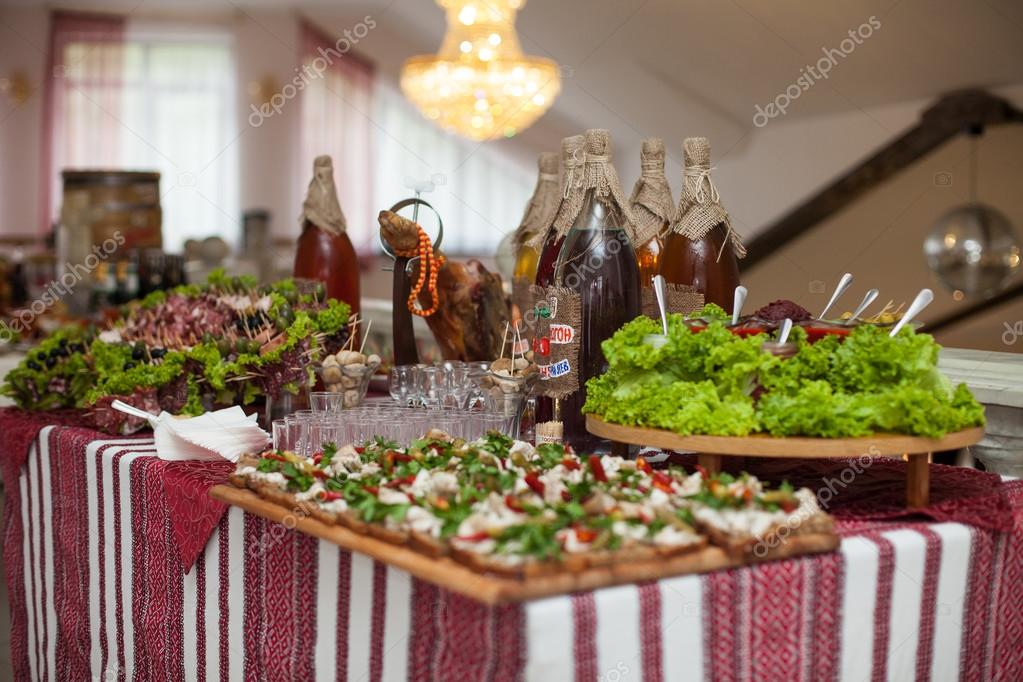 Traditional ukrainian wedding feast table — Stock Photo © ivash #96304230