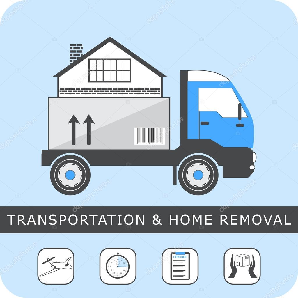 Transportation and home removal. House in a box for the move. Stock ...