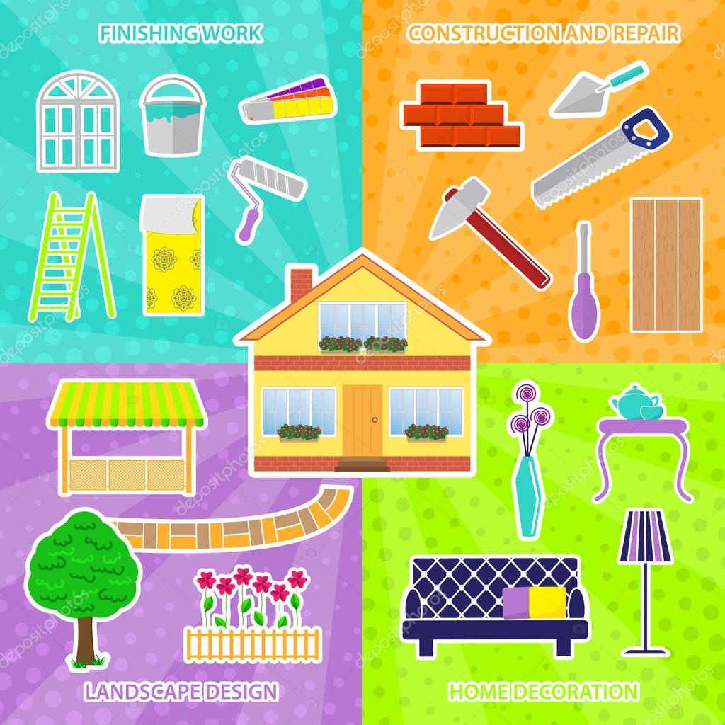 El concepto de un hogar cómodo. Reparación y construcción de viviendas ...