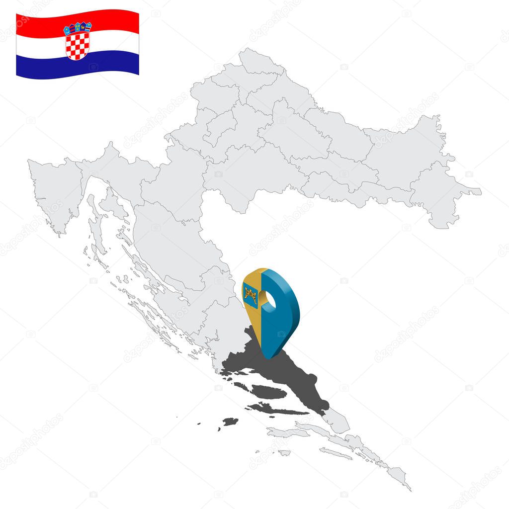 Ubicación Split-Dalmacia en el mapa Croacia. 3d firma de ubicación ...