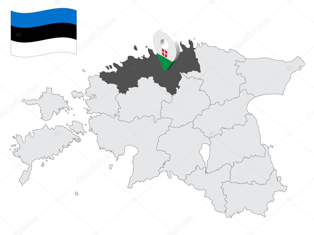 Ubicación Condado de Harju en el mapa Estonia. 3d firma de ubicación ...