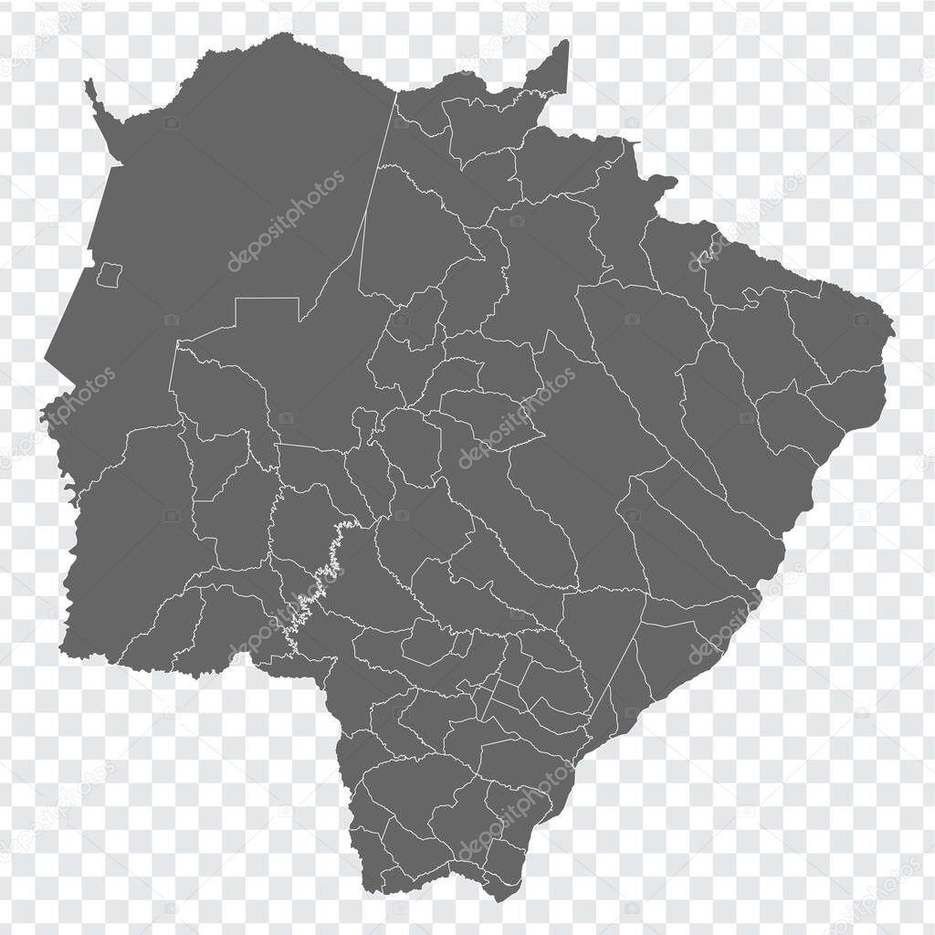 Mapa en blanco Mato Grosso do Sul de Brasil. Mapa de alta calidad Mato ...