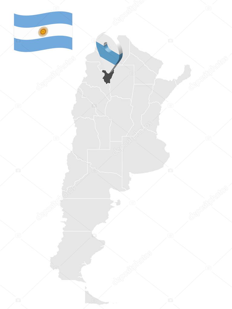 Ubicación de Tucuman en el mapa Argentina. 3d signo de ubicación ...
