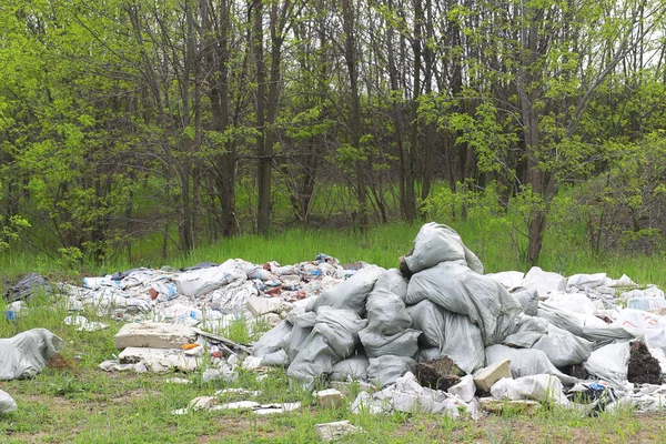 Residuos de construcci n en el bosque, contaminaci n ambiental de la naturaleza. Basura, basura ...