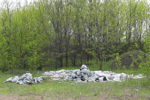 Residuos de construcci n en el bosque, contaminaci n ambiental de la naturaleza. Basura, basura ...