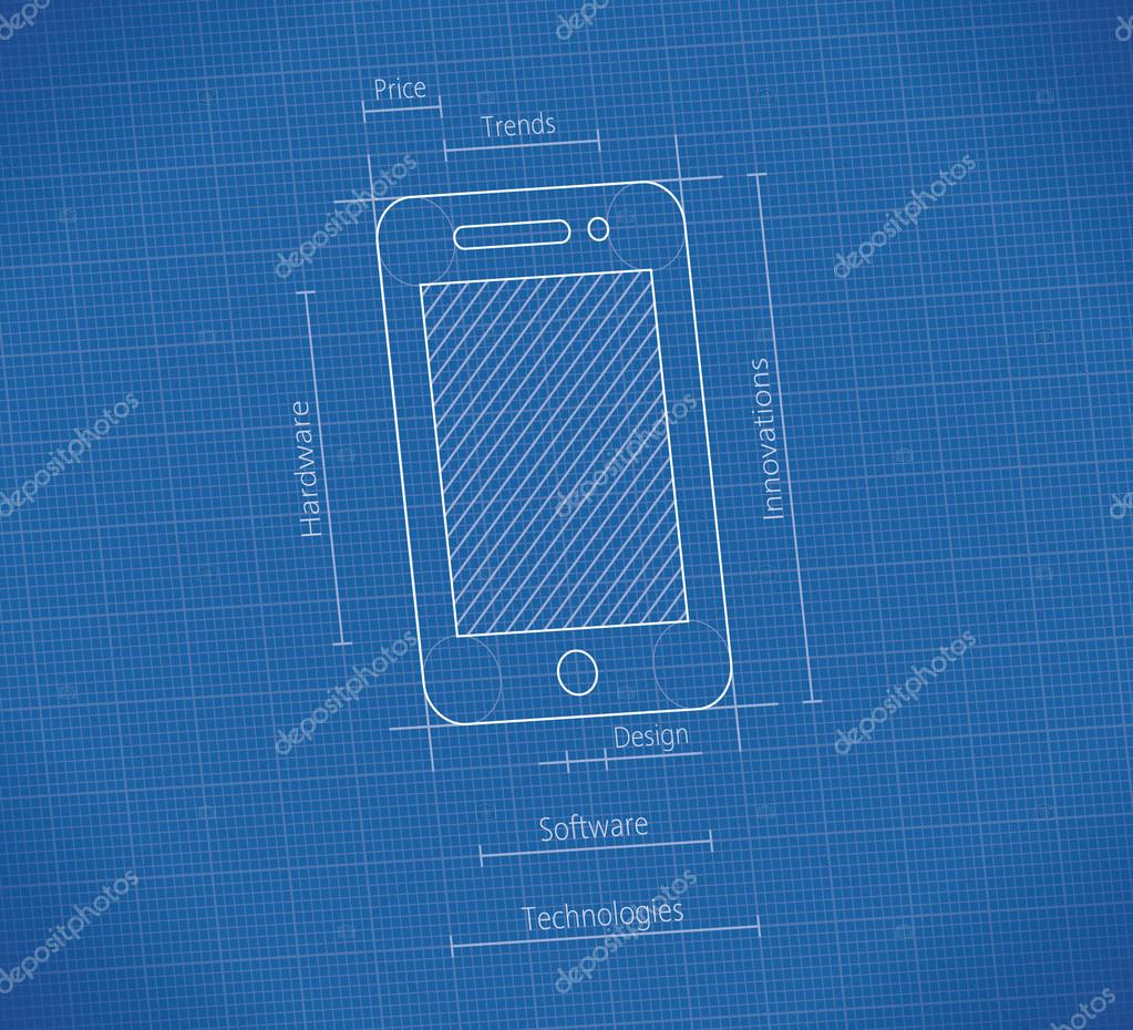 Mobile smartphone blueprint. Concepts: digital technology trends ...