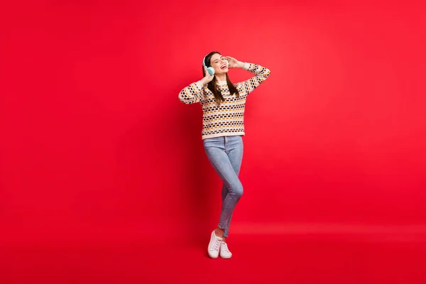 Full length body size view photo of cute carefree foolish teen teenager ...