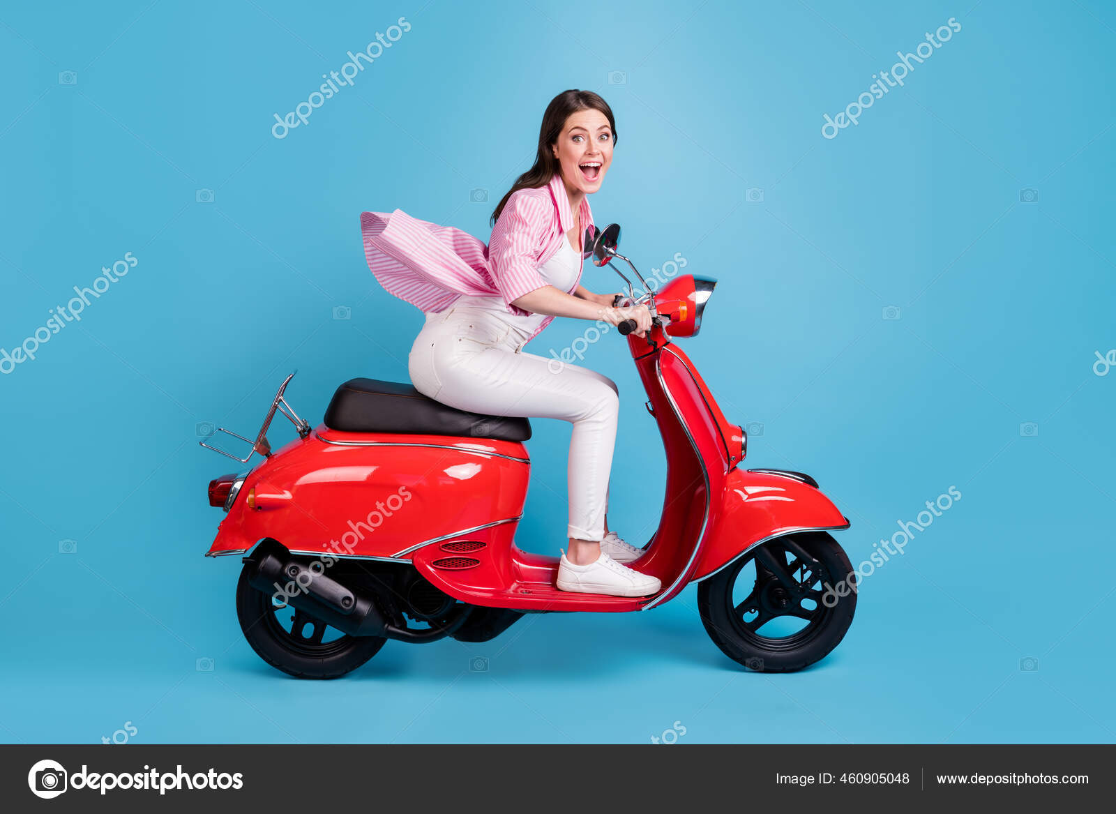 Full size side profile photo of attractive impressed person open mouth ...