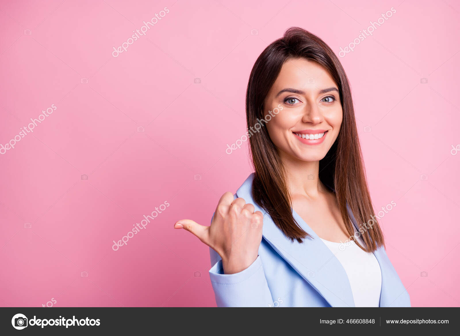 Photo of young beautiful woman happy positive smile show gesture thumb ...