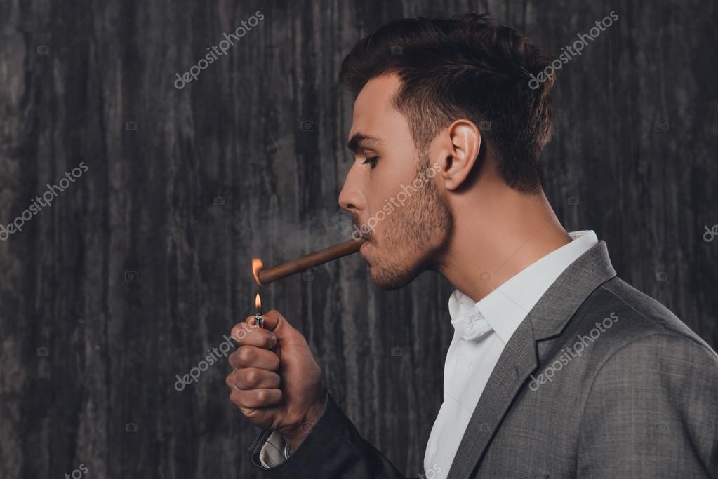 Lighting A Cigarette Side View