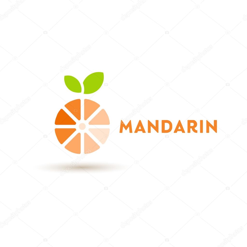 logos mandarín naranja diseño plano vector icono de la ilustración 2022