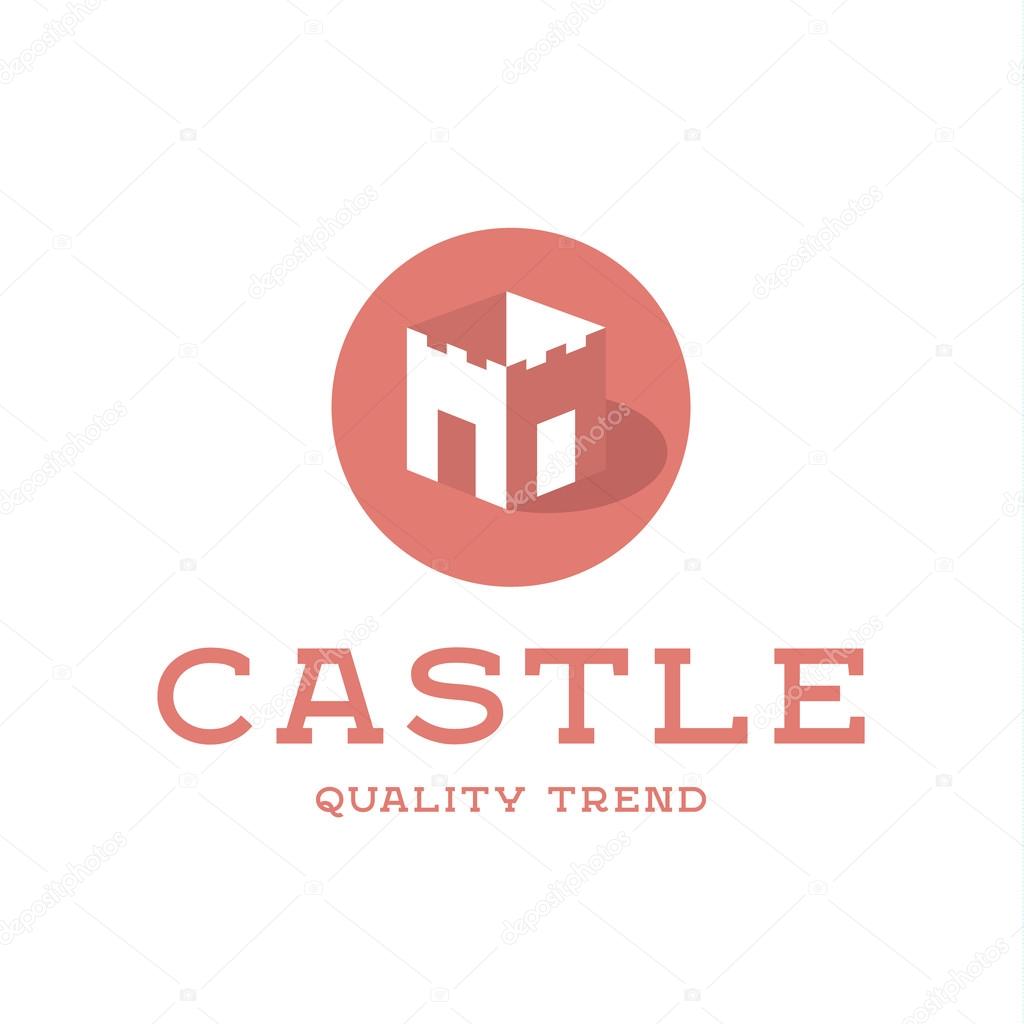 Castle fortress brand logo design trendy flat style unique for the ...