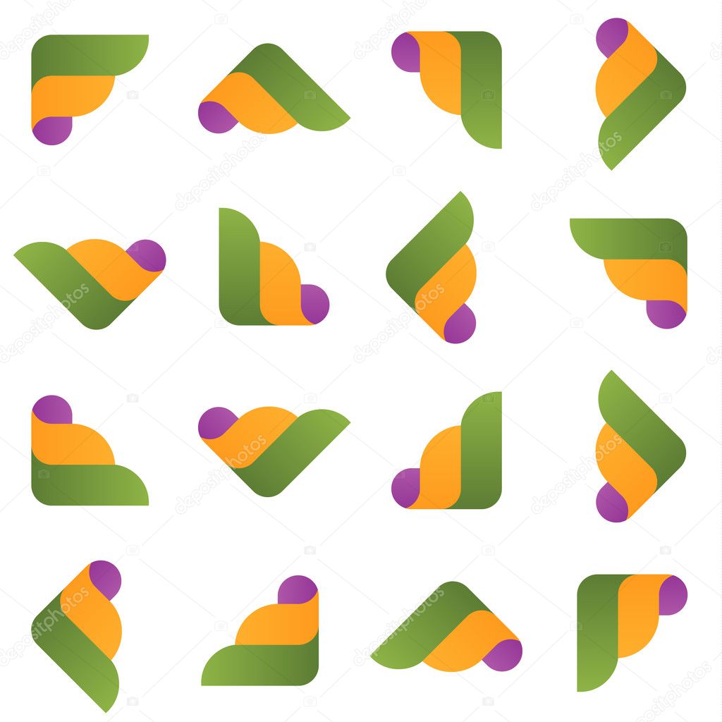 F, letter, abstract logo icons in a volume gradients inverted, waves ...