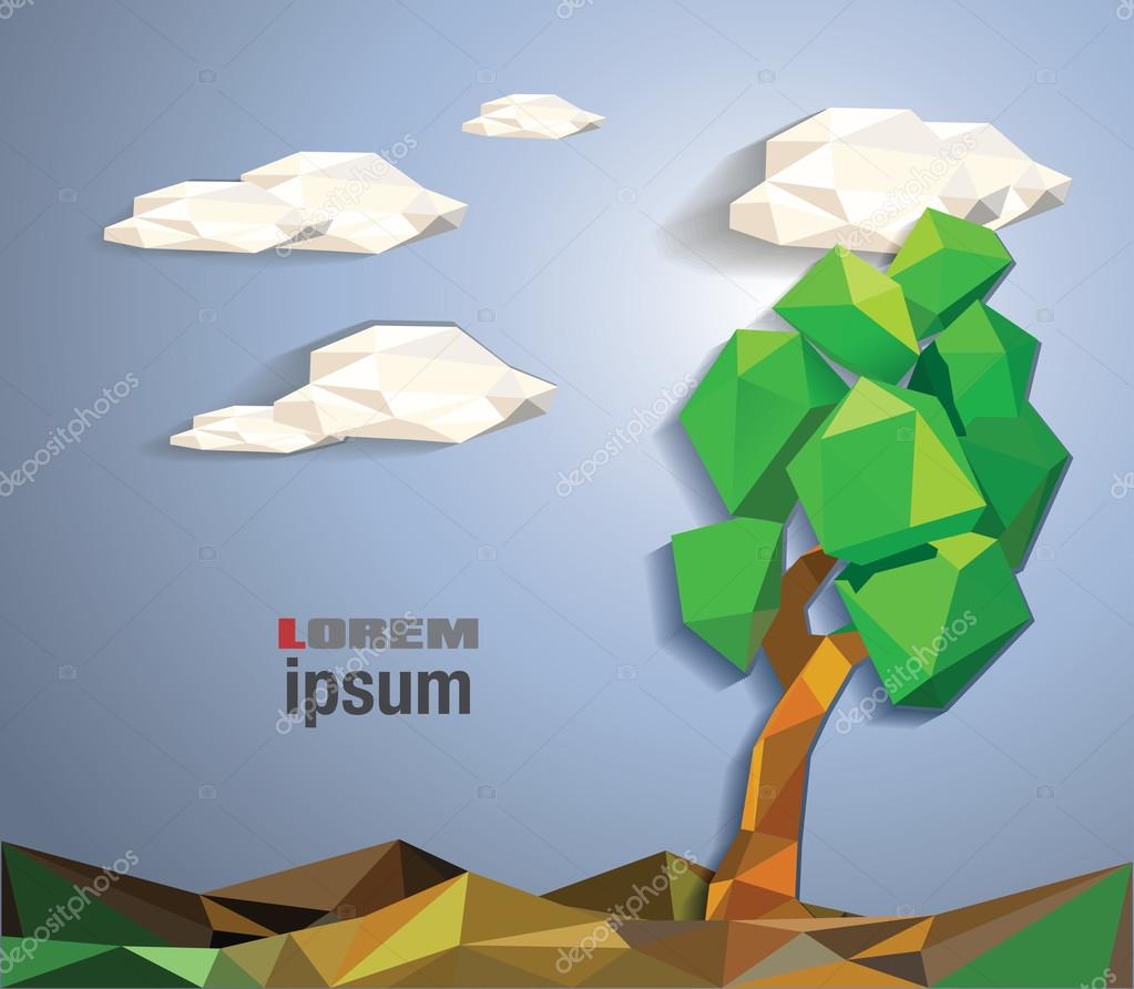 Summer polygon landscape with tree Stock Vector Image by ©nucleartrash ...