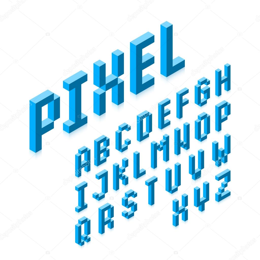 Isometric 3d pixel font — Stock Vector © Alhovik #122758554