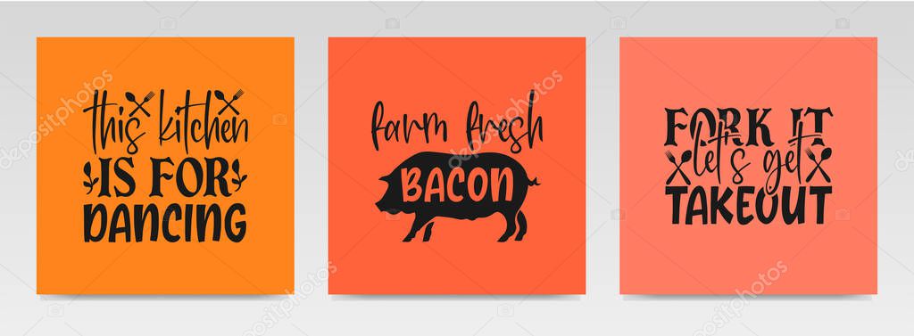 Cocina cita letra tipografía conjunto ilustración. Elemento de diseño ...
