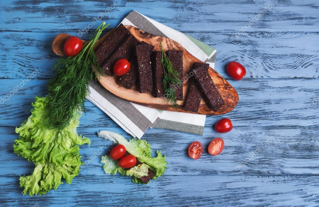 Crispy rye bread garlic croutons Stock Photo by ©FSerega 102622378