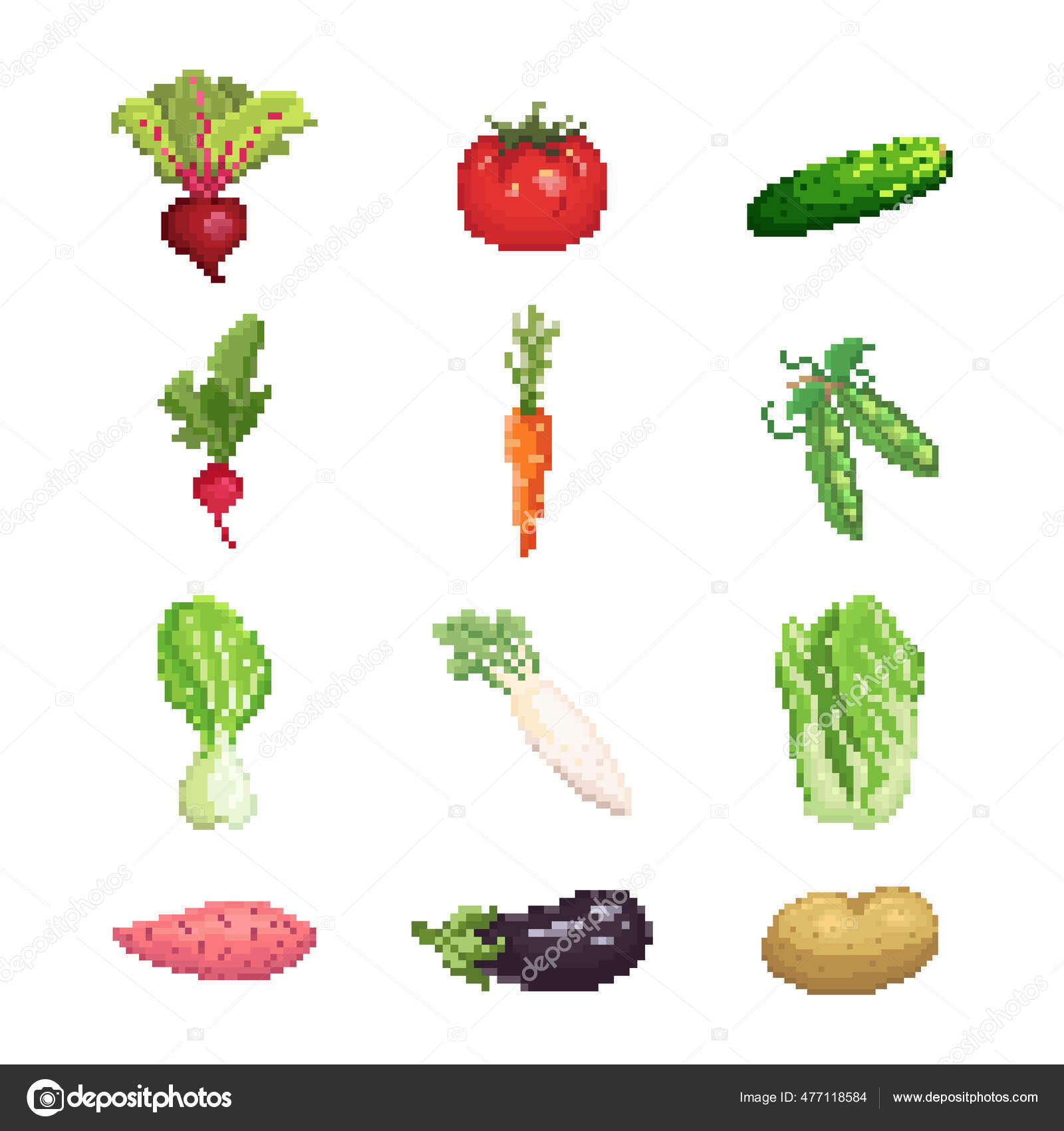 Pixel Vegetables Set Pixel Art Vegetables Huge Vector Collection Pixel ...