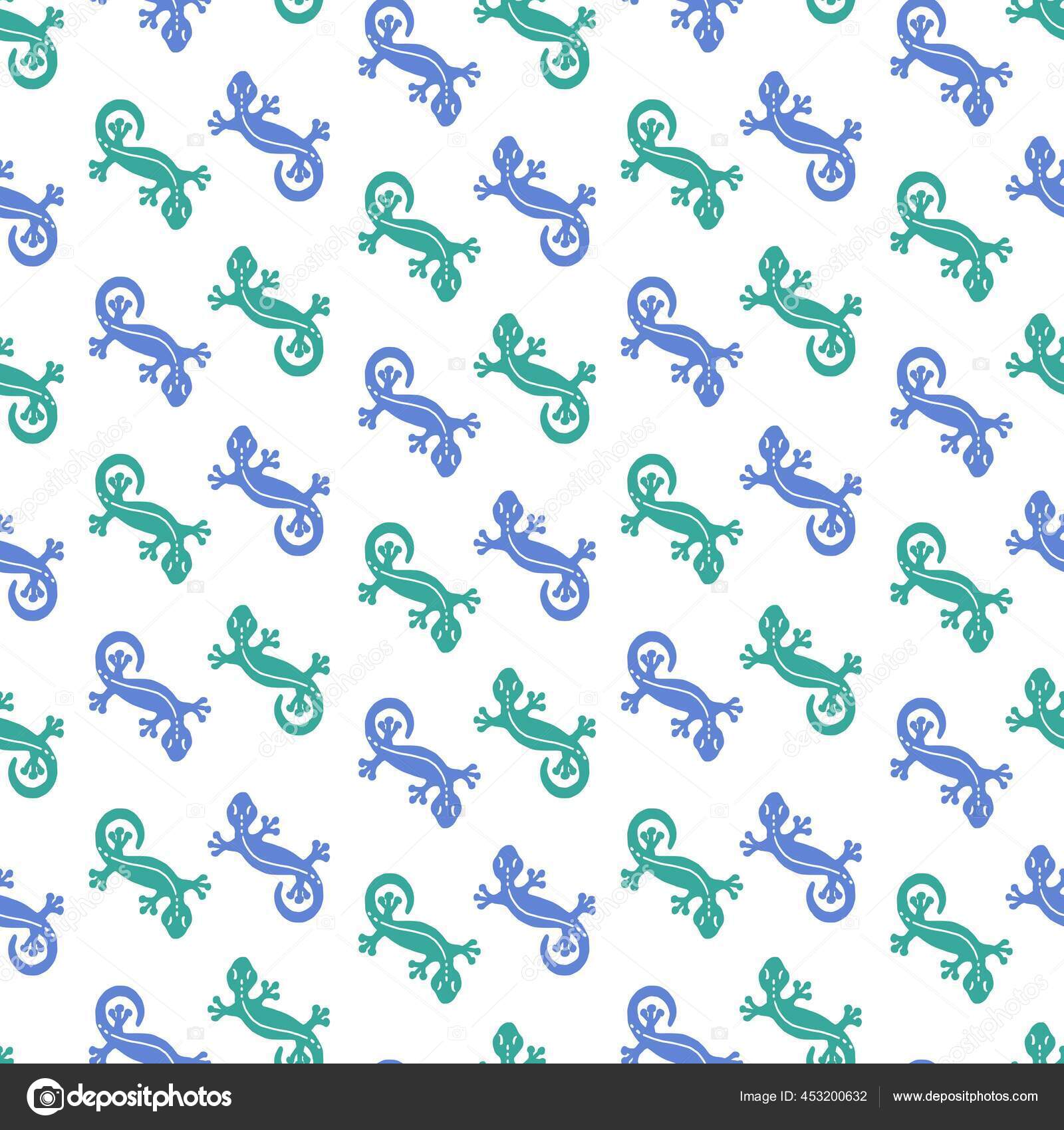 Green Purple Abstract Lizard Vector Silhouette Seamless Pattern Can Use ...