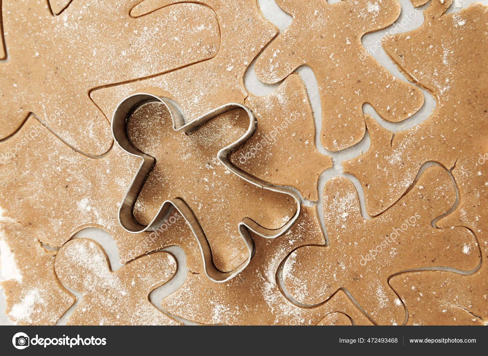 Preparation Ginger Biscuits Metal Form Form Gingerbread Man Cutting ...