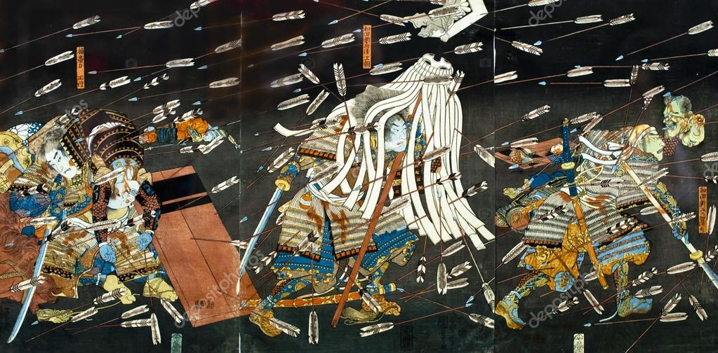 Japanese Samurai Battle Drawing