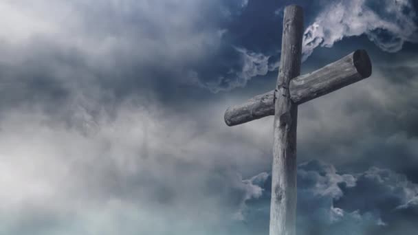 Cross Background Dark Clouds Flashing Lightning — Stock Video ...