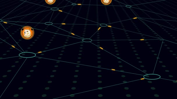 Animated Dogecoin Doge Coin Cryptocurrency Mining Process Shown Dark ...