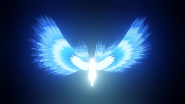 Angel Spreading Wings Loop Glowing Blue Angel Flying Rendering ...