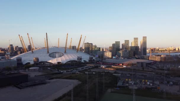 Aerial View Showing Arena Canary Wharf Skyline Sunset Background London ...