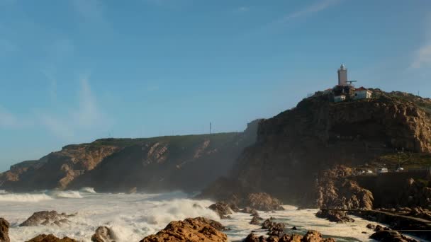 Waves Crash Reefs Die Poort Mossel Bay Lighthouse Cave — Stock Video ...