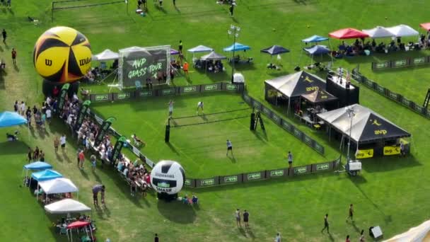 High Aerial View Main Court Outdoor Grass Volleyball Tournament ...