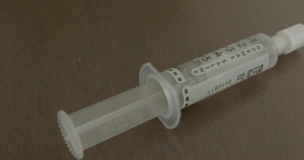 Close Pan Right Saline Solution Injection Table — Stock Video ...