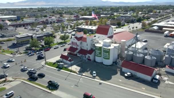 Historic Famous Lehi Roller Mills Utah Aerial Flyover Tilt View — Stock ...