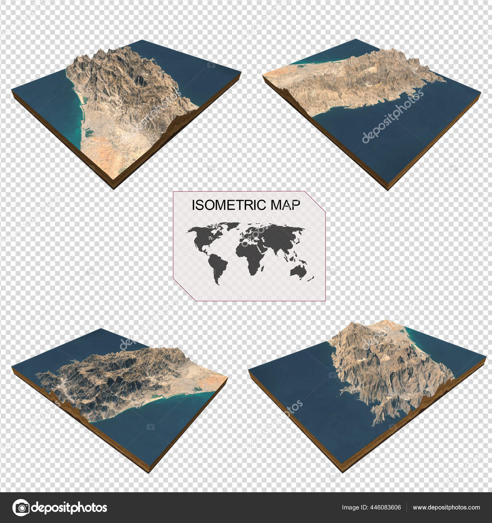 Isometric Map Virtual Terrain Infographic White Background Stock Photo ...