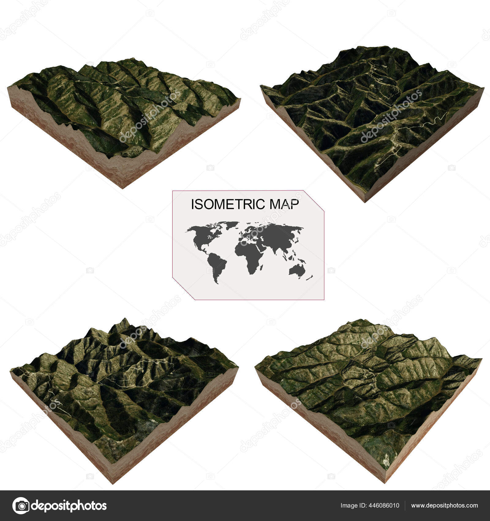 Isometric Map Virtual Terrain Infographic White Background Stock Photo ...