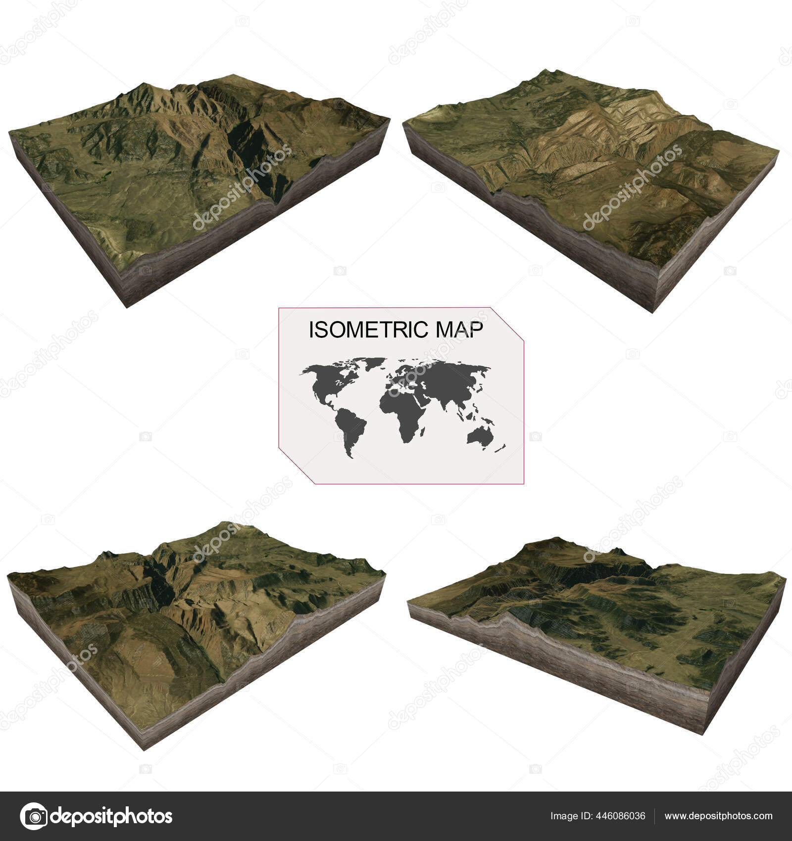 Isometric Map Virtual Terrain Infographic White Background Stock Photo ...