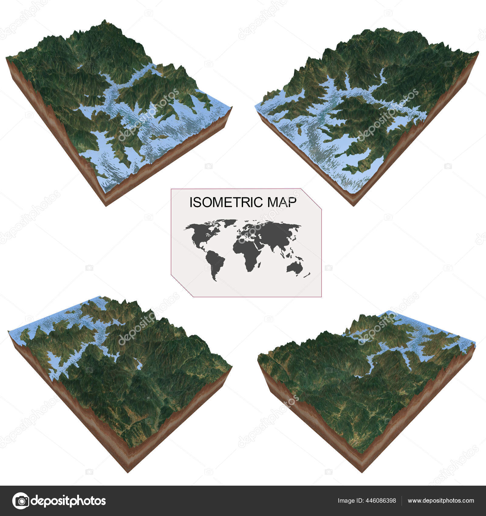 Isometric Map Virtual Terrain Infographic White Background Stock Photo ...