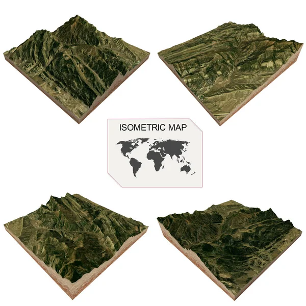 Isometric Map Virtual Terrain Infographic White Background Stock Photo ...