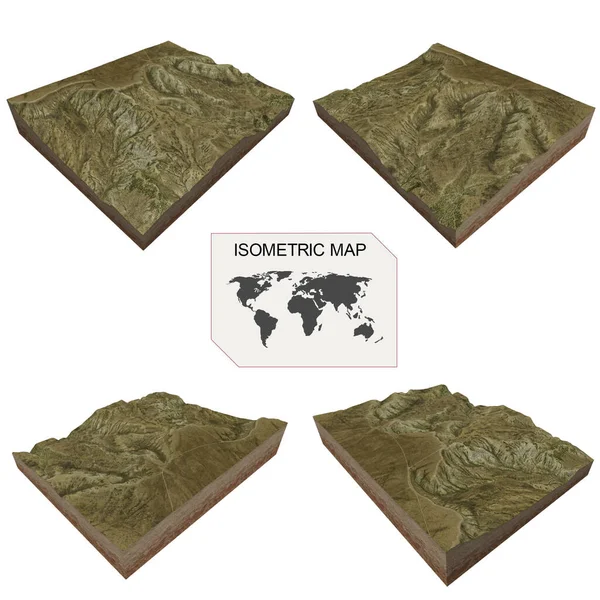 Isometric Map Virtual Terrain Infographic White Background Stock Photo ...