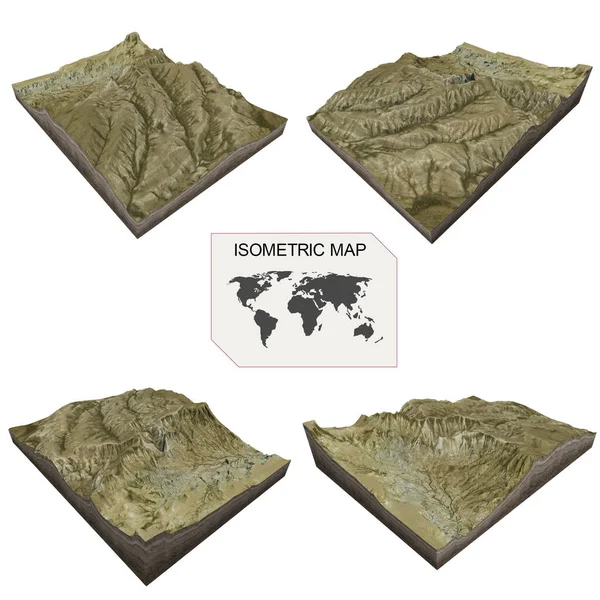 Isometric Map Virtual Terrain Infographic White Background Stock Photo ...