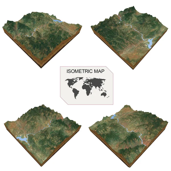 Isometric Map Virtual Terrain Infographic White Background Stock Photo ...