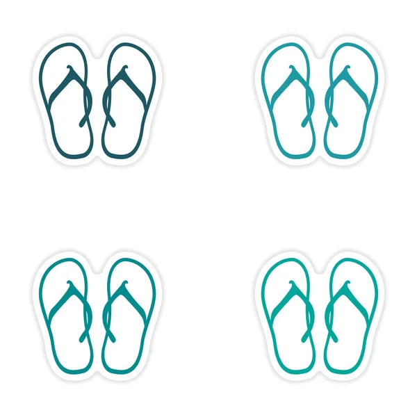 Assembly realistic sticker design on paper beach flip flops Stock ...